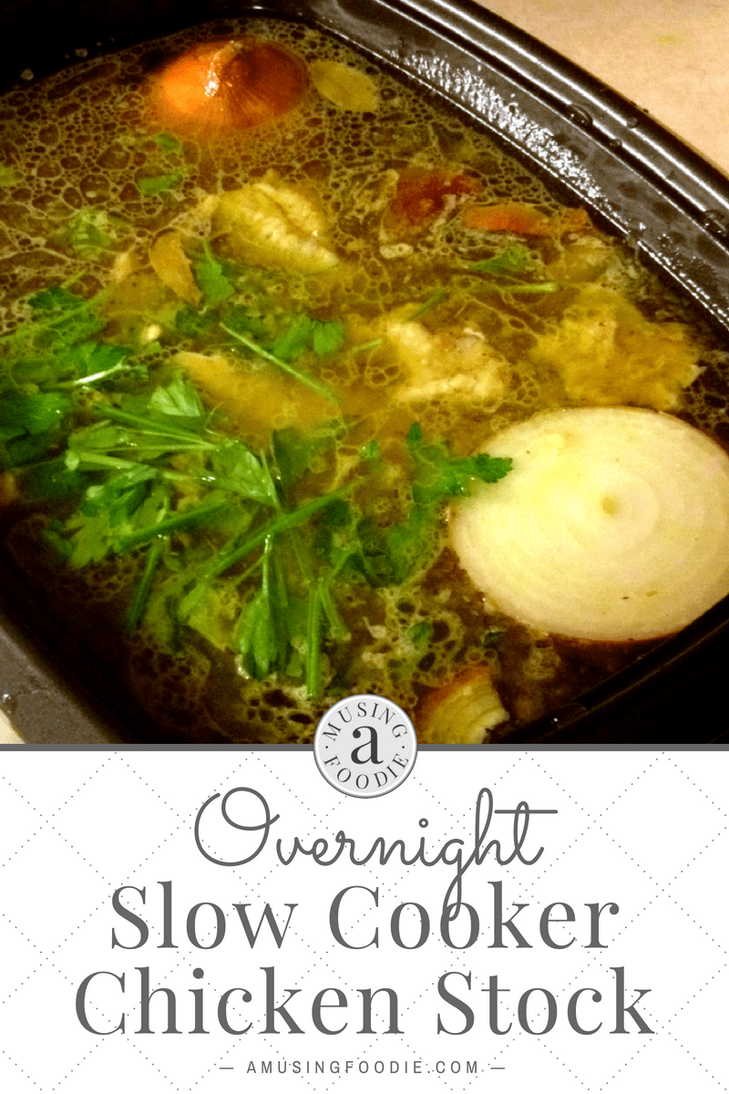 Overnight Slow Cooker Chicken Stock - Amusing Foodie